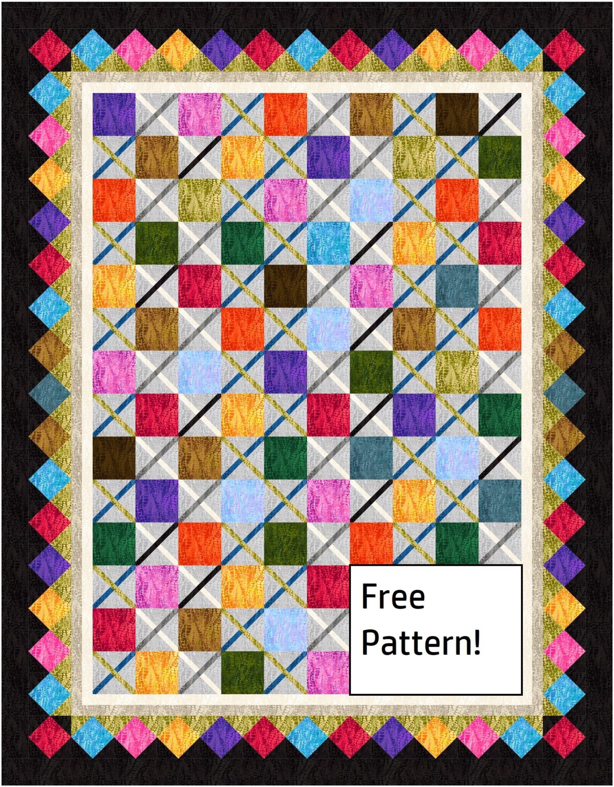 Quilt with squares and bright colors - a free pattern! - Pieced Brain