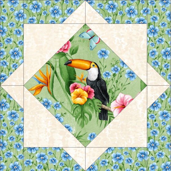 2 free quilting patterns with tropical fabrics - Pieced Brain