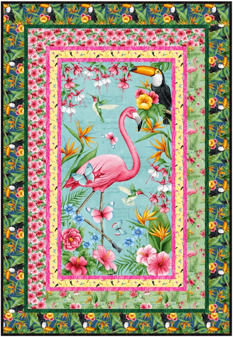 2 free quilting patterns with tropical fabrics - Pieced Brain