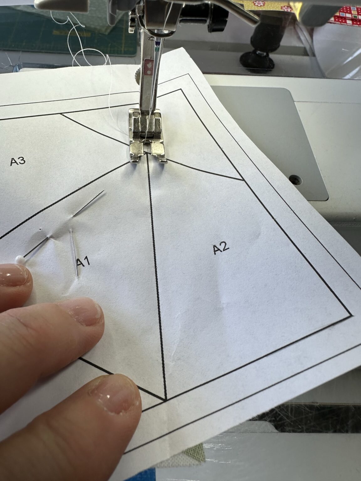 Paper piecing in a quilt block - Pieced Brain