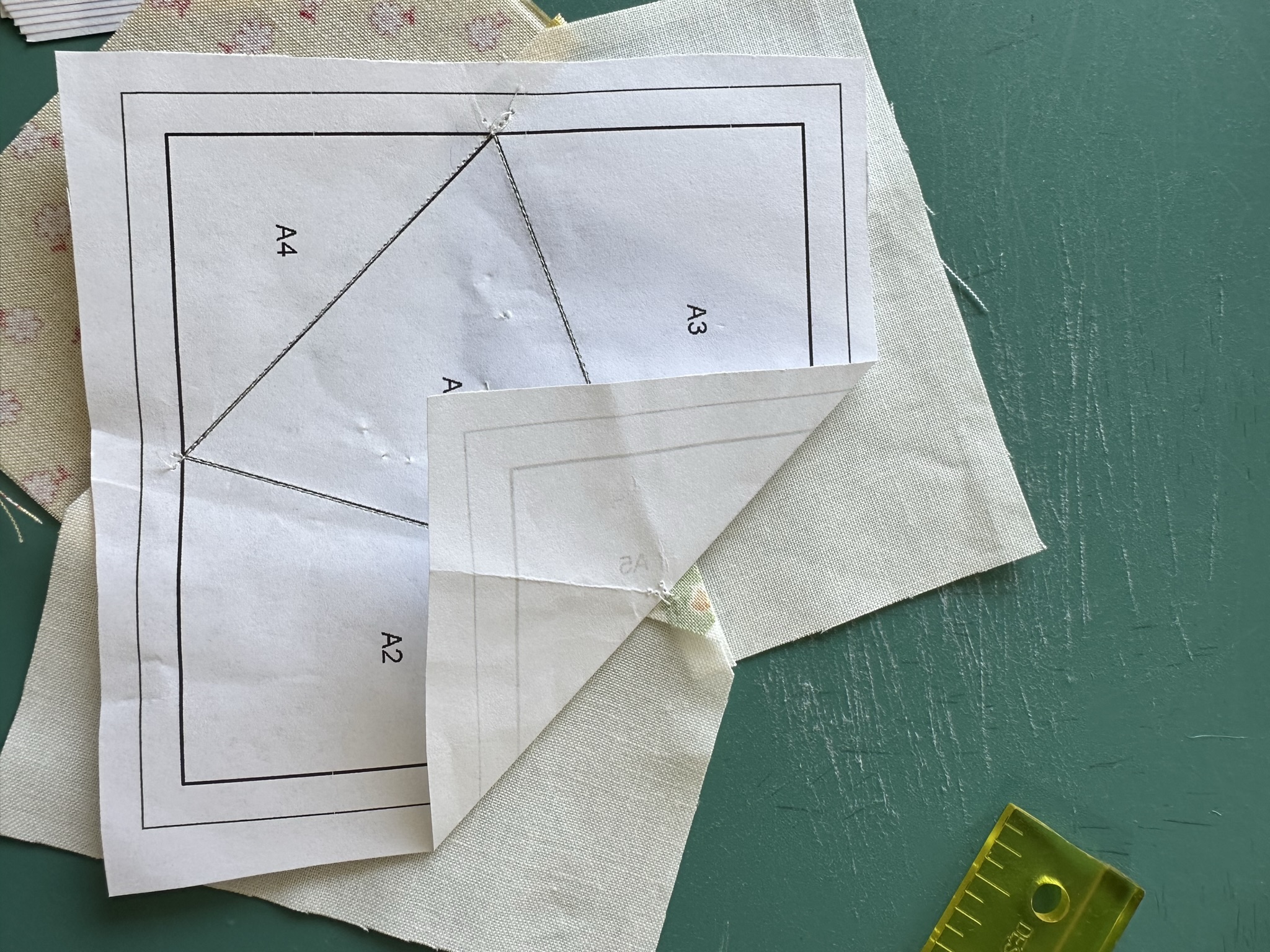 Paper piecing in a quilt block - Pieced Brain