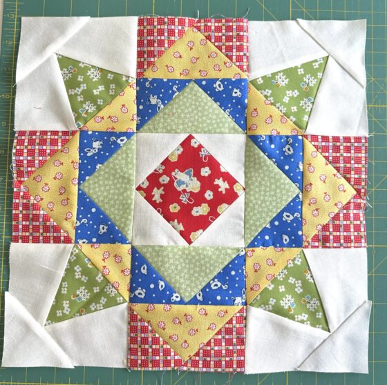 Paper piecing in a quilt block - Pieced Brain