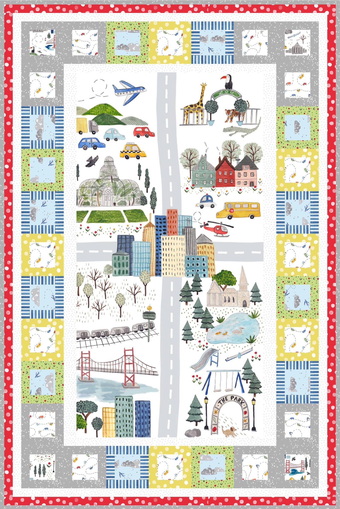 Panel Quilt for Children - Pieced Brain